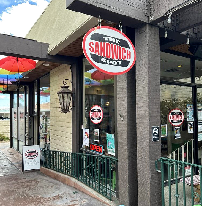 Those colorful umbrellas promise shade and spectacular sandwiches in equal measure for lucky diners.