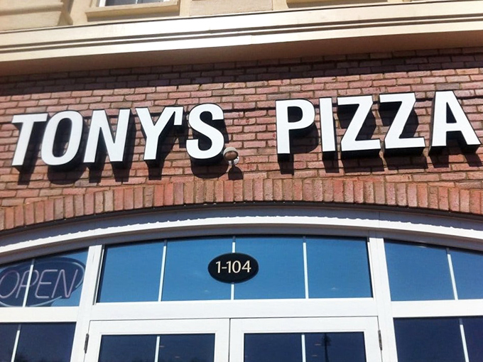 Classic brick storefront, classic flavors inside. Tony's Pizza keeps it simple and simply delicious.
