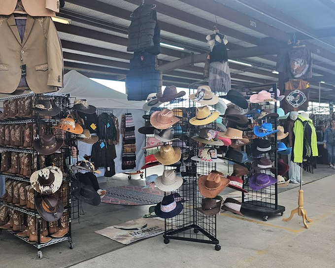 Hats of every color and style create a festive display that would make any cowboy proud.