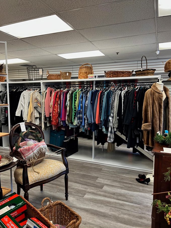 Elegant organization meets thrifty prices. The Turnover Shop's clothing section feels more boutique than bargain basement.