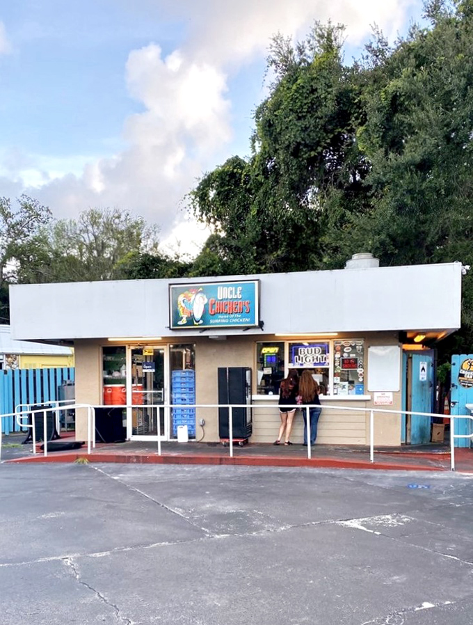 Uncle Chicken's cheerful exterior hints at the joy you'll find in every crispy, golden bite.