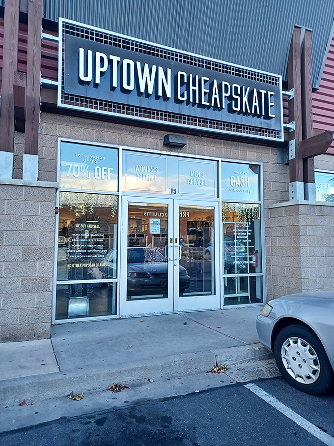 That geometric storefront design screams "we're not your grandmother's thrift store" loud and clear.