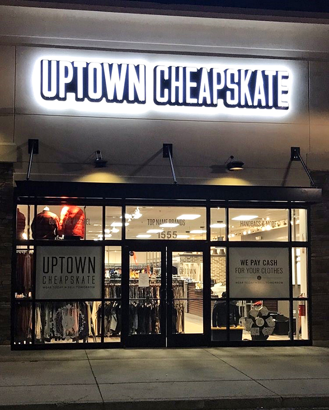 After dark, the illuminated sign beckons night owls to squeeze in some last-minute treasure hunting.