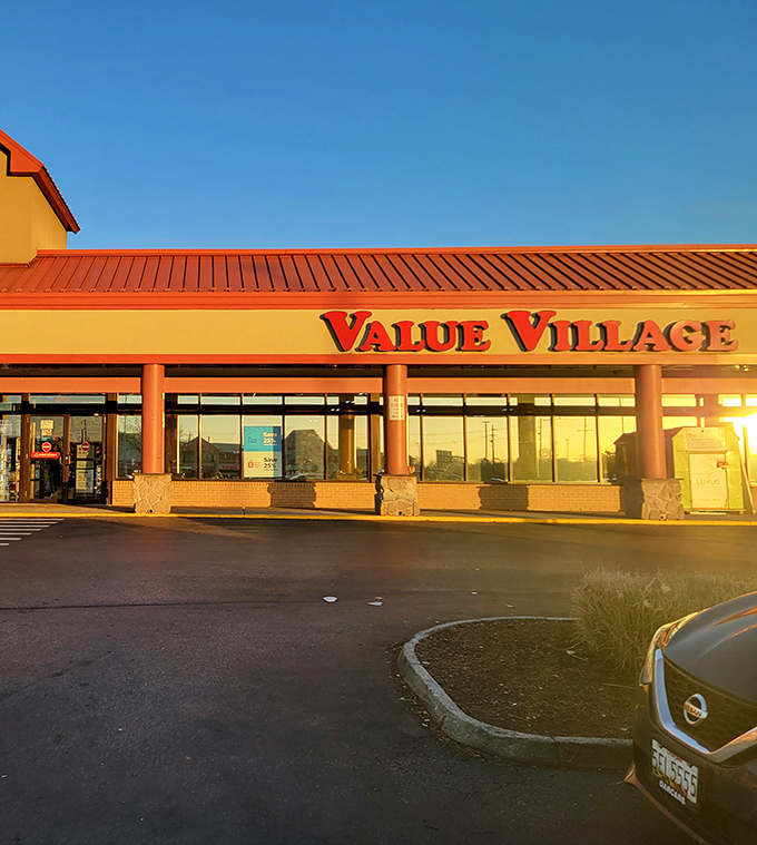 The welcoming entrance invites Silver Spring shoppers to discover why secondhand doesn't mean second-rate in this organized paradise.