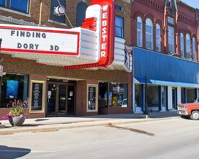 Classic Main Street architecture frames everyday life in Webster City, where history lives comfortably alongside the present.