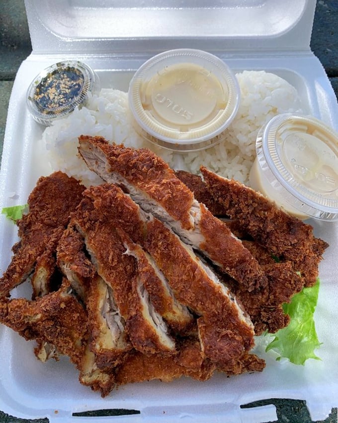 The Ahi Katsu presents like edible architecture &ndash; crispy exterior giving way to ruby-red tuna within. It's the perfect marriage of Japanese technique and Hawaiian ingredients.