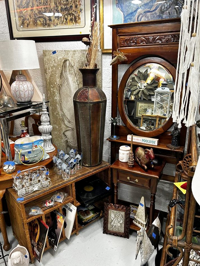 That carved wooden dresser has witnessed more family dinners than your grandmother's photo album. The mirror reflects possibilities, not just faces.