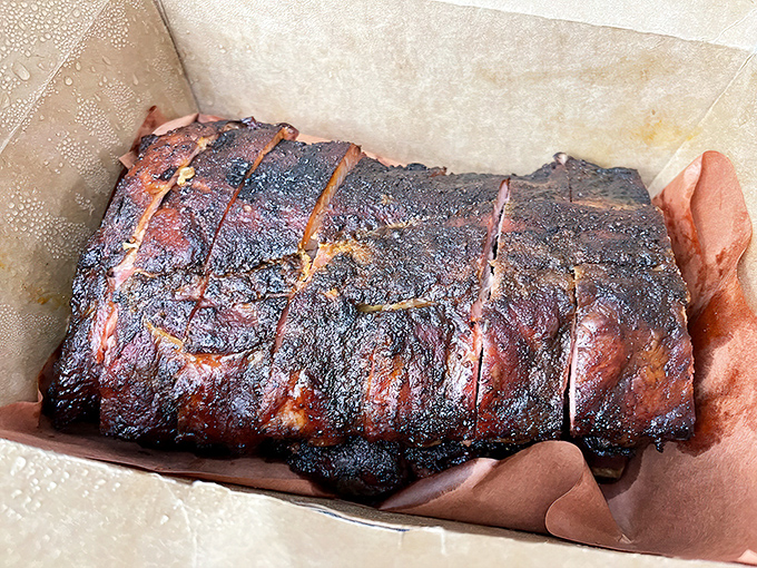 These ribs have the kind of smoke-kissed exterior and tender interior that would make a vegetarian question their life choices.