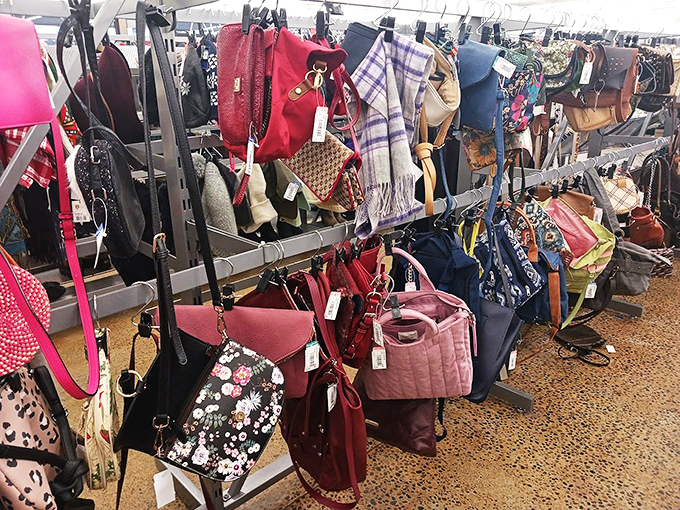 A handbag enthusiast's dream come true &ndash; where Coach, vintage leather, and quirky statement pieces hang together in democratic fashion.