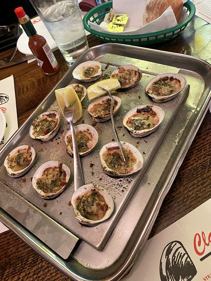 Clams Casino: where bacon and shellfish have their perfect first date. These little half-shells of heaven will haunt your dreams.