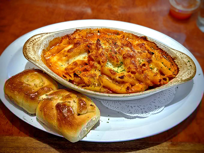 This baked ziti isn't just dinner, it's a bubbling oval of cheese-crowned comfort that makes Monday feel like Saturday.