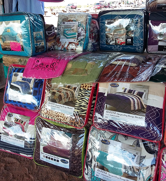 Bedding sets stacked like layer cakes of comfort, promising sweet dreams with a side of bargain-induced satisfaction.