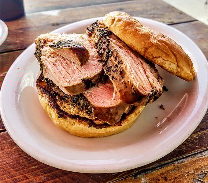 The brisket sandwich doesn't just have a smoke ring&mdash;it has a smoke halo. Sliced thick enough to remind you life is worth living.