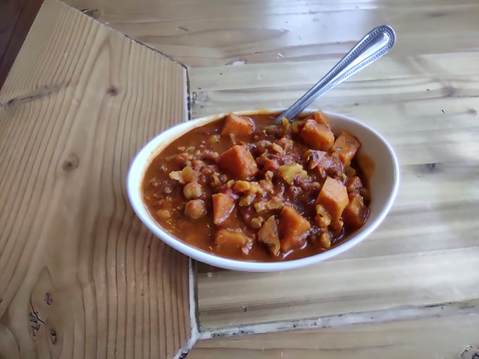 This isn't just stew—it's a hearty mountain hug in a bowl, with chunks of beef and vegetables that could fuel a day of Colorado adventure.