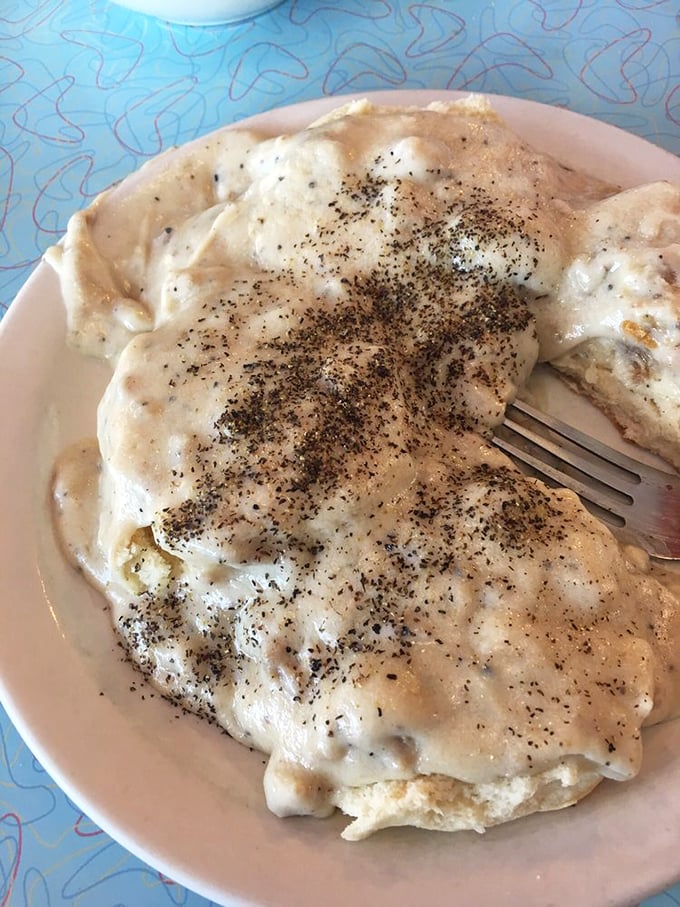 Biscuits smothered in creamy sausage gravy—the Southern breakfast staple that's found its spiritual home in the heart of Missouri.