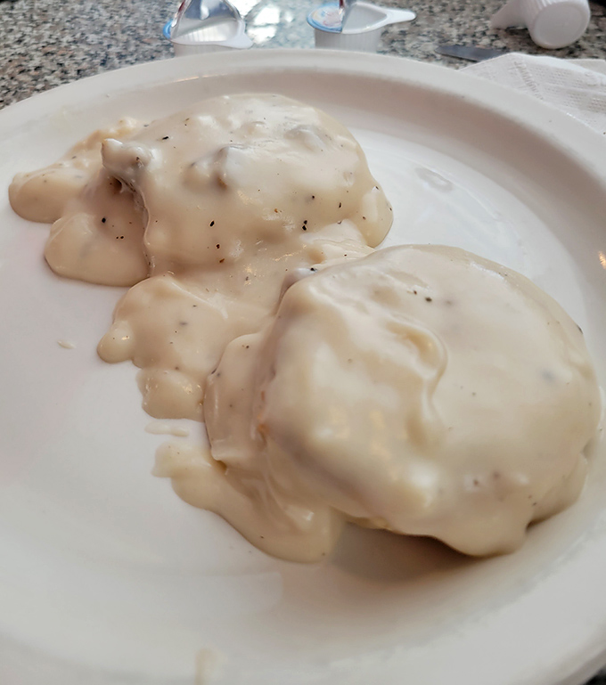 Fluffy biscuits swimming in creamy sausage gravy &ndash; proof that some things never go out of style. 
