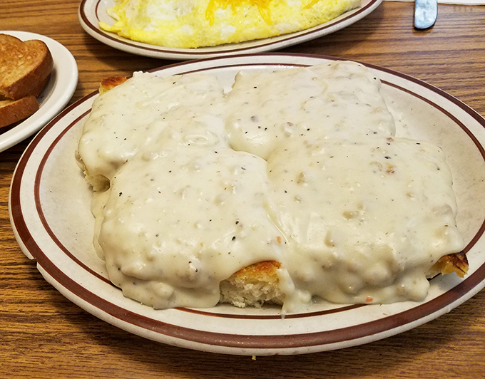 Biscuits and gravy so good they should require a permission slip. That's not a meal&mdash;it's a warm hug on a plate.