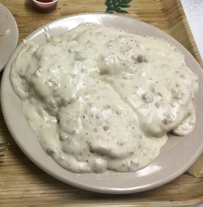 Biscuits and gravy so authentic, they could run for mayor of Breakfast Town and win by a landslide.