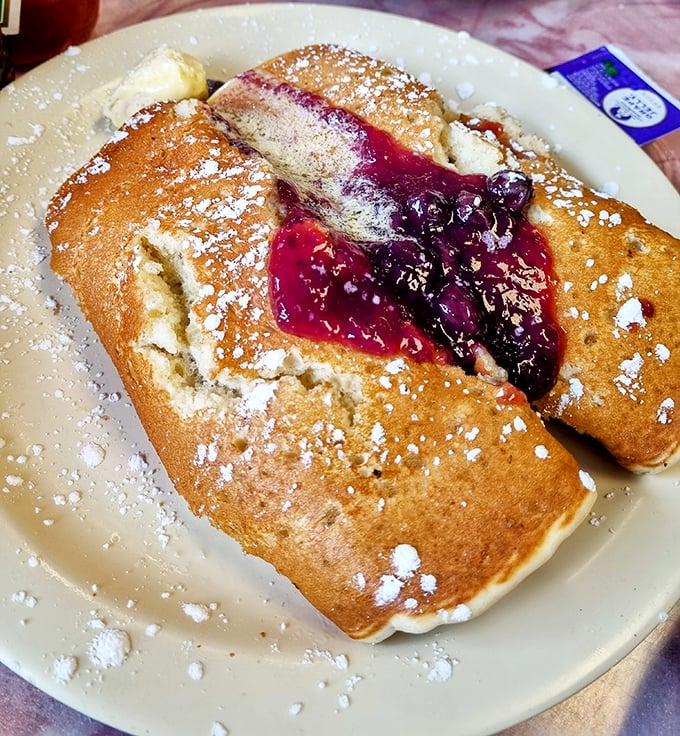 Blueberry pancakes so perfect, they'd make IHOP question everything they thought they knew.