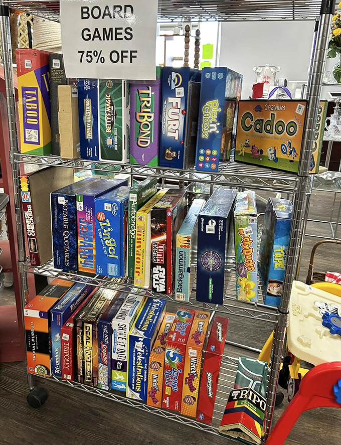 Board game heaven at 75% off! Proof that family game night doesn't require a new Amazon package&mdash;just a trip to thrift paradise.