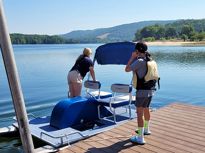 "Captain, shall we explore that cove?" Lake Habeeb's crystal waters invite boating adventures where the journey truly is the destination.