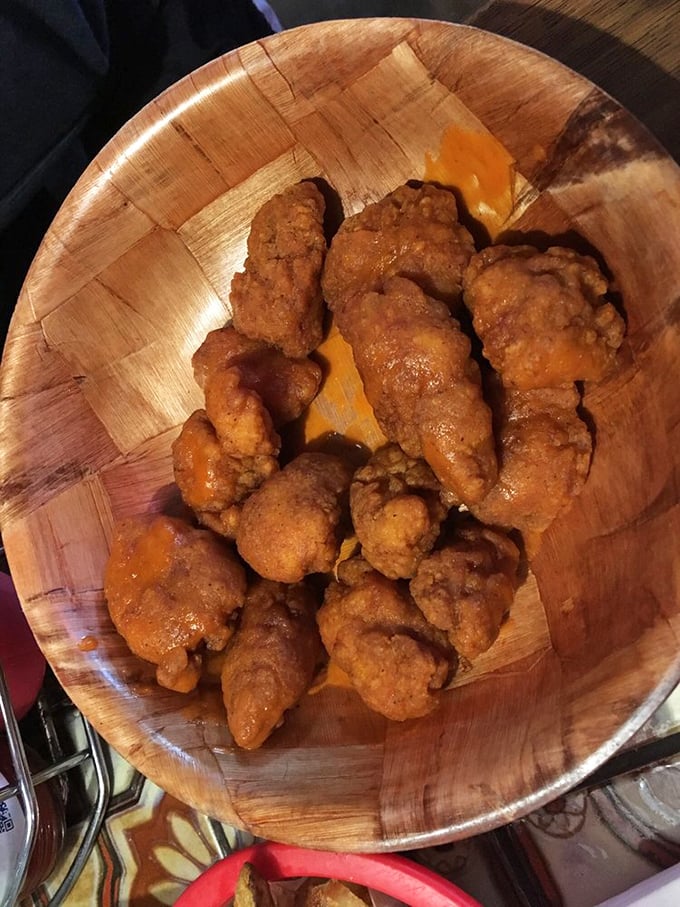 These boneless wings aren't playing around &ndash; golden-brown armor protecting juicy chicken within. Diet plans, consider yourselves postponed.