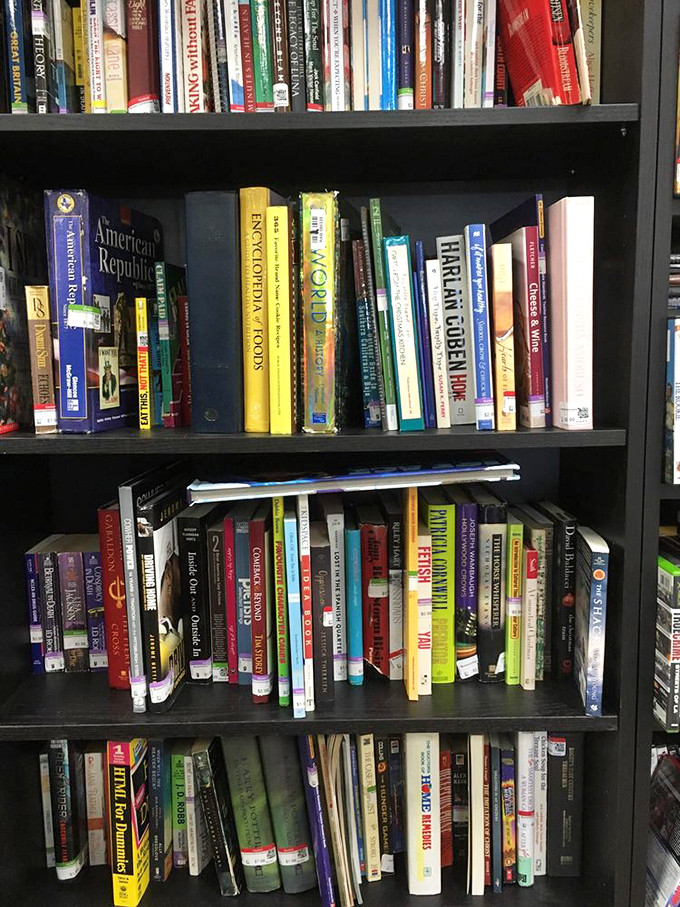 A literary treasure trove where cookbooks from the gelatin-obsessed '60s sit comfortably next to modern bestsellers, all waiting for new bookshelves.