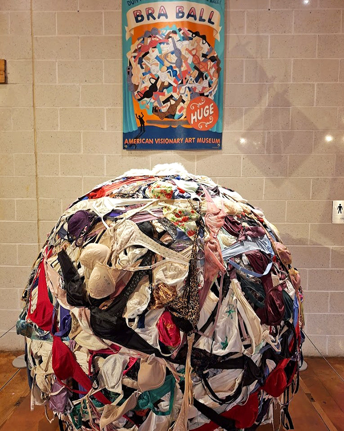 The infamous "Bra Ball" proves that one person's undergarment is another's artistic statement. Thousands of brassieres never looked so philosophical.