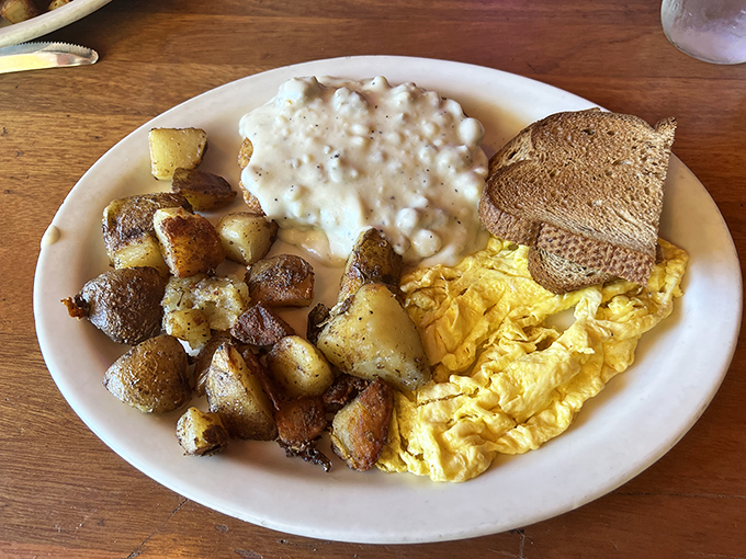 Country breakfast done right - enough fuel here to power a small tractor or one very happy human.