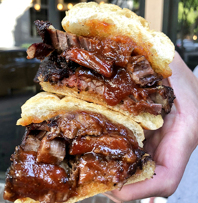 The brisket slider &ndash; where pillowy bread meets smoky, tender meat in a handheld masterpiece that deserves its own thank-you note.