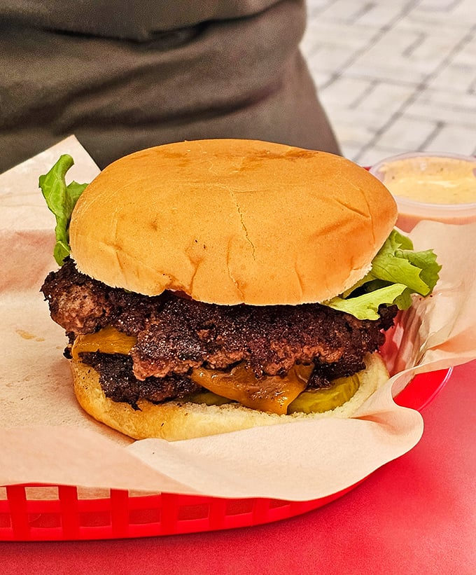 This isn't just a burger&mdash;it's a masterpiece of beef craftsmanship, with a perfect sear that would make even the most jaded food critic weak at the knees.