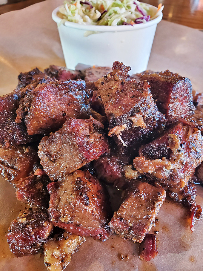 Burnt ends: BBQ's greatest magic trick. Transforming the toughest part of the brisket into these caramelized flavor bombs deserves a standing ovation.