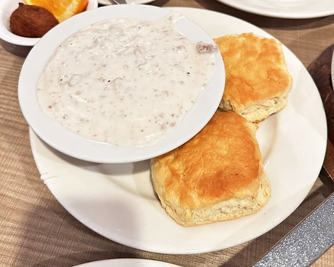 Biscuits and gravy that would make your Southern grandmother nod in approval while secretly asking for the recipe.