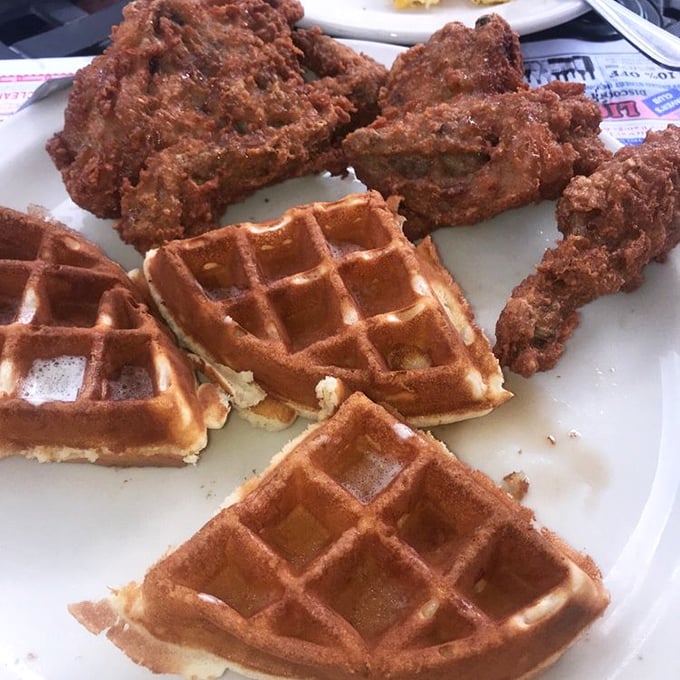 Chicken and waffles: the breakfast-dinner hybrid that proves some of the best relationships are unexpected ones. That golden waffle crunch is pure morning music.