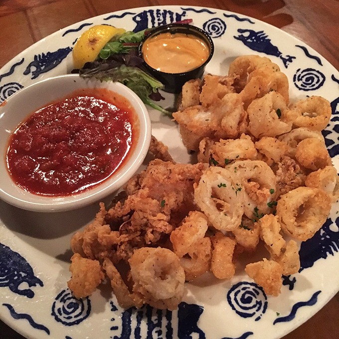 Fried calamari so perfectly crisp, it makes you wonder why we bother with potato chips when seafood can crunch this gloriously.