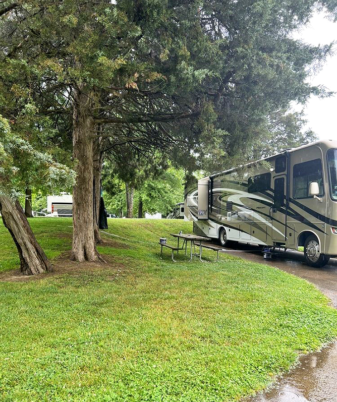 RV camping with a side of history. Park your modern covered wagon under ancient trees where pioneers once walked&mdash;just with better plumbing.