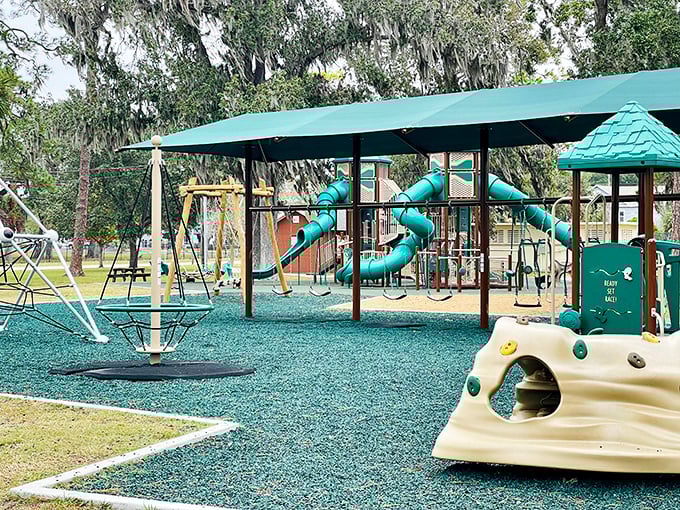 This playground promises childhood joy without the need for batteries or Wi-Fi&mdash;just good old-fashioned fun under the watchful gaze of moss-draped oaks.
