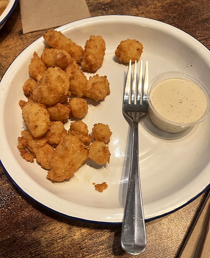 Golden cheese curds that squeak with Wisconsin pride but speak with an Ohio accent. The accompanying sauce isn't necessary, but resistance is futile.