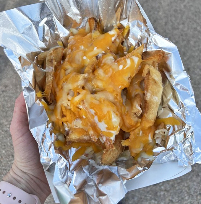 These aren't just cheese fries; they're a molten masterpiece of comfort food engineering, where every bite delivers that perfect cheese-to-potato ratio.