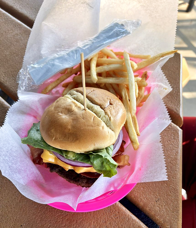 This isn't just a burger &ndash; it's architecture. Notice how the cheese drapes perfectly over the patty like a savory blanket ready for your taste buds.