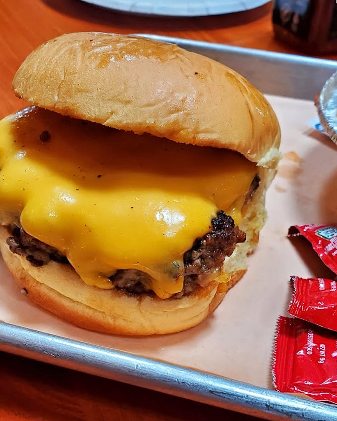 A proper burger needs no introduction, just melty cheese cascading down the sides like a yellow waterfall of happiness.