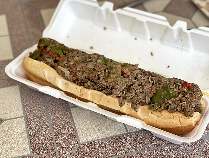 The cheesesteak that launched a thousand return trips. Tender meat and peppers nestled in a roll that's ready for its close-up.