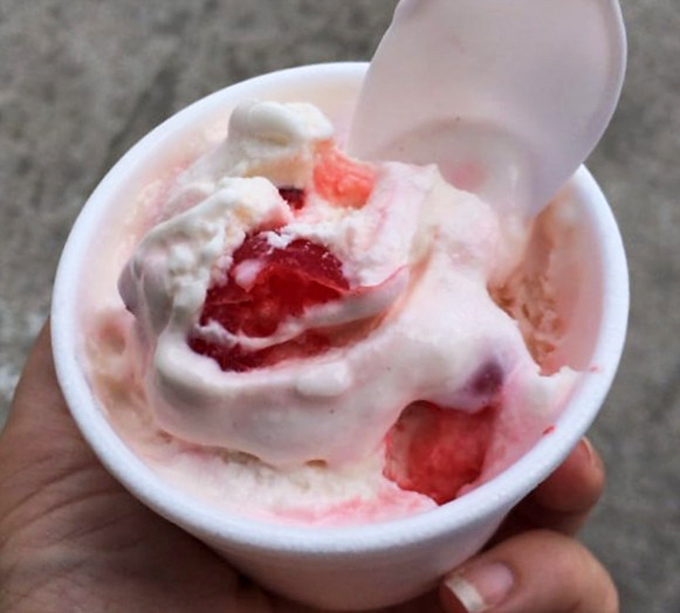 Real strawberries swimming in creamy vanilla is nature's perfect partnership, like Astaire and Rogers if they were delicious and served in a cup.
