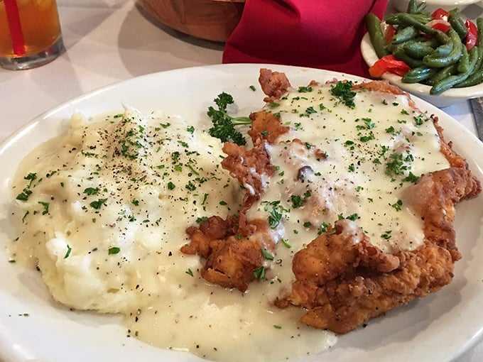 The chicken fried steak here is basically Texas on a plate, served with enough white gravy to make your cardiologist nervous.