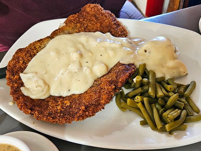 Chicken fried steak that could make a vegetarian weep with temptation. The gravy alone deserves its own fan club.