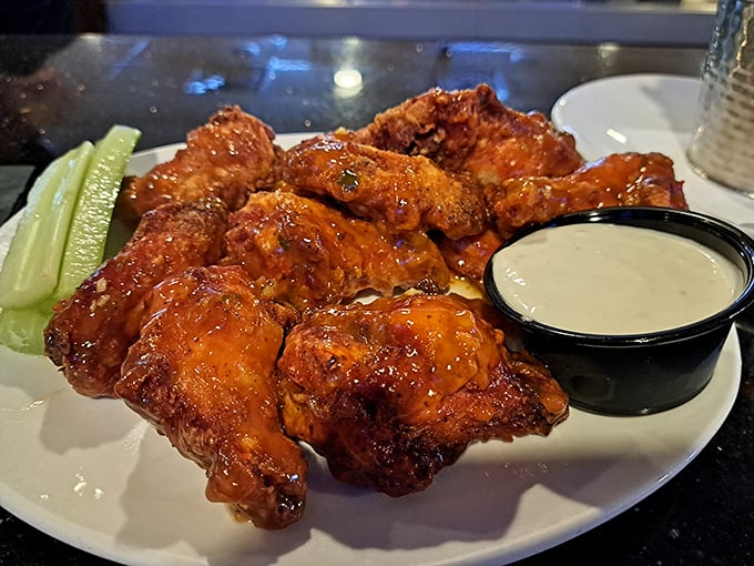 Wings that don't need a sporting event as an excuse. Glistening with sauce and accompanied by cooling celery and dip&mdash;a timeless combination.