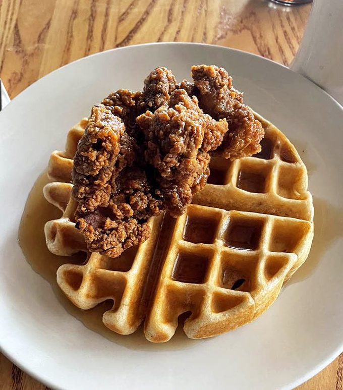 Chicken and waffles: the breakfast equivalent of Dolly Parton&mdash;Southern, sweet, substantial, and impossible not to love. 