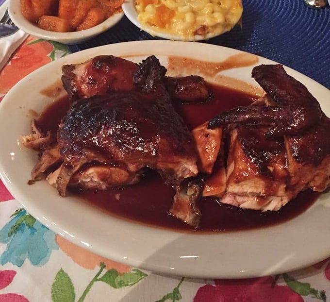 Smoked chicken bathed in savory sauce &ndash; proof that poultry can hold its own in a world dominated by brisket and ribs.