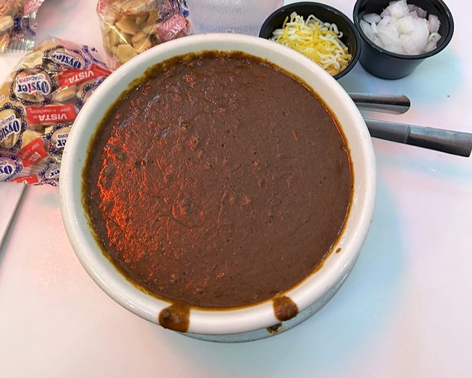 Chili so rich it should have its own tax bracket. A bowl of comfort that's been warming St. Louis souls through countless Midwestern winters. 