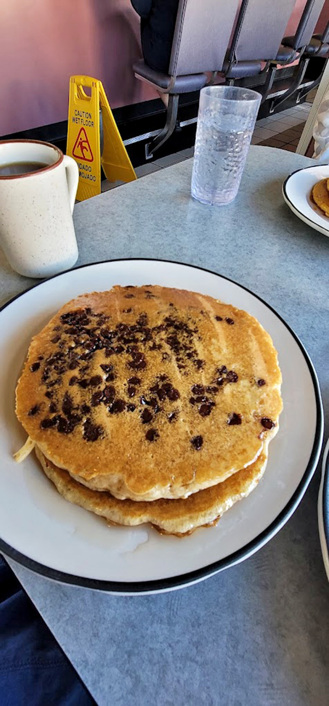 These chocolate chip pancakes aren't trying to win Instagram&mdash;they're trying to win your heart, one fluffy, chocolate-studded bite at a time.